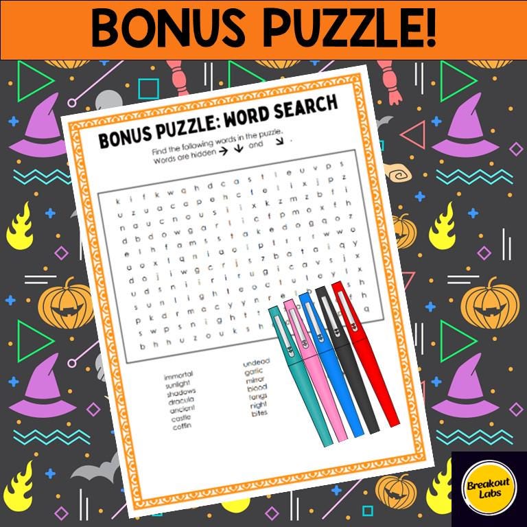 Vampire Scavenger Hunt Puzzle Game: Printable Riddles for Kids (PDF) - Etsy