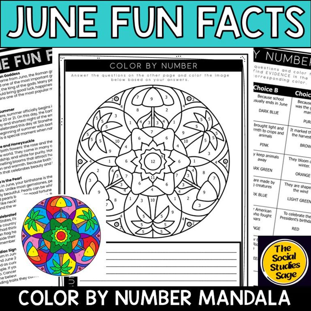 June Fun Facts Color by Number Reading Passage, Reading Skills, Text ...