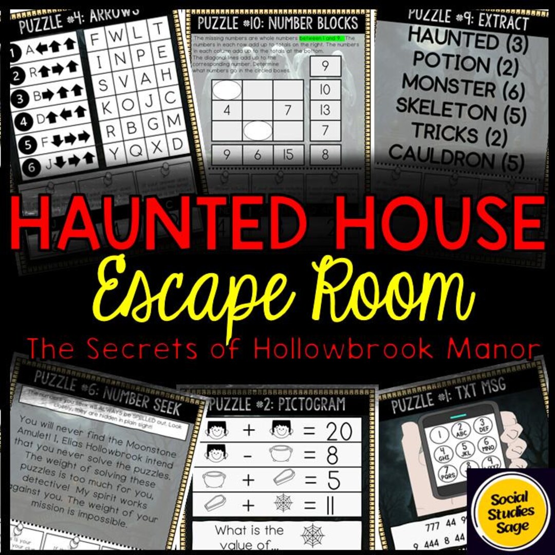 Halloween Escape Room Game - Haunted House Puzzles, Kids 7-12 ...