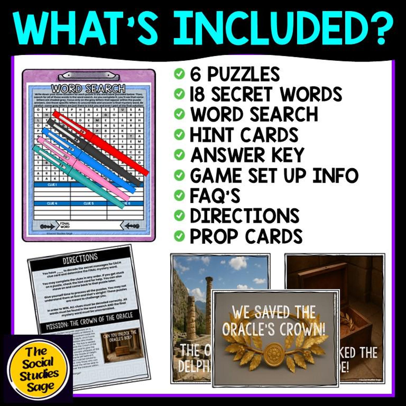 Greek Mythology Escape Room: Kids Printable Word Search Game (PDF ...