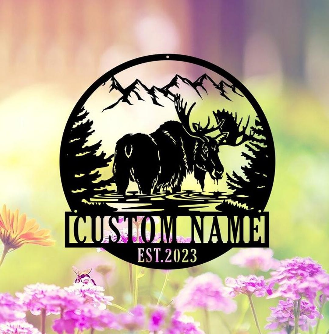 Moose Metal Sign, Personalize Moose Metal Wall Art, Last Name Moose ...