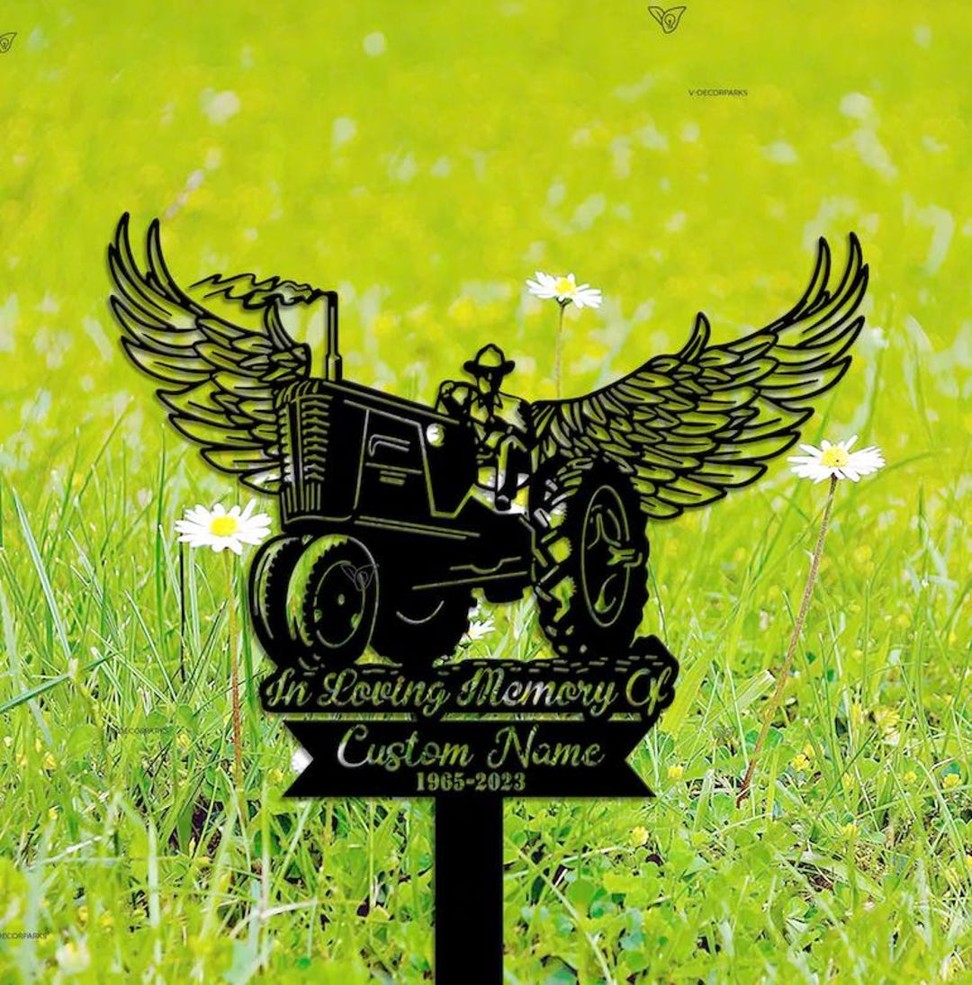 Personalized Farmer on Tractor Memorial Stake, Tractor Memorial, Farmer ...