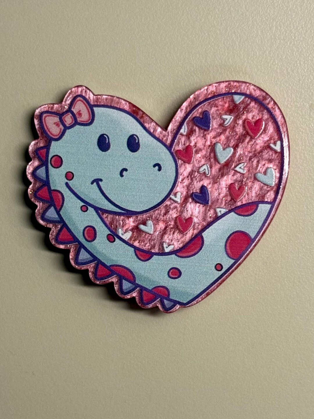 Dino Heart Interchangeable Badge Cover - Etsy