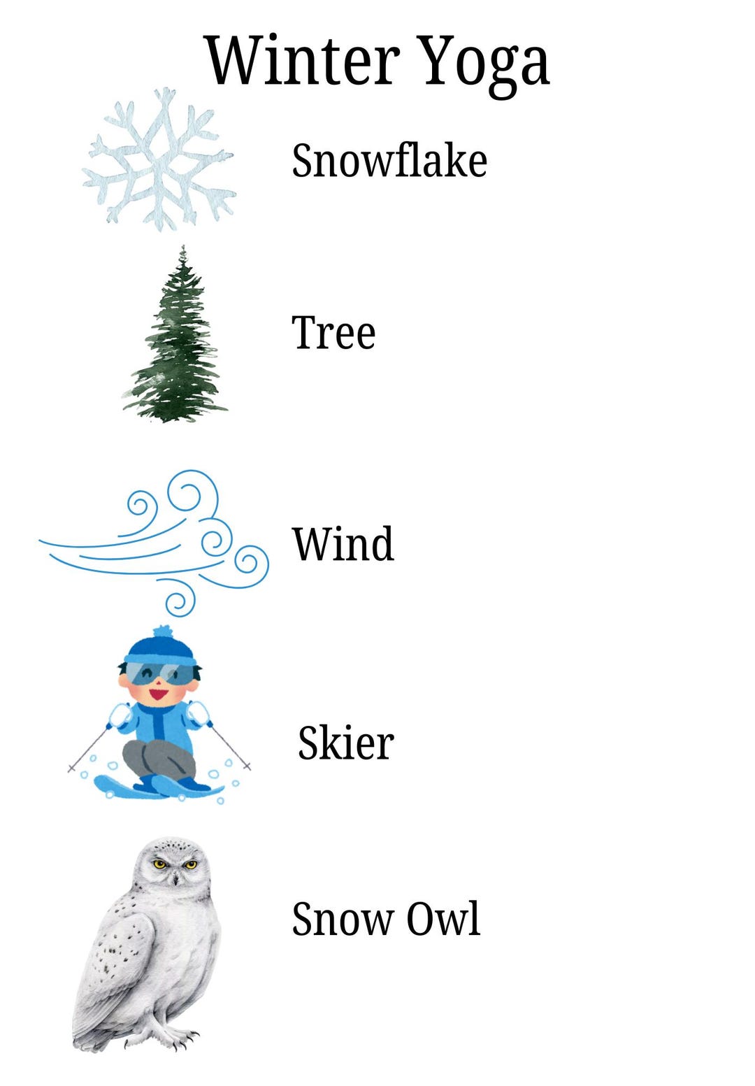 Printable Winter Themed Yoga for Kids, Yoga for Kids, Healthy Kids - Etsy