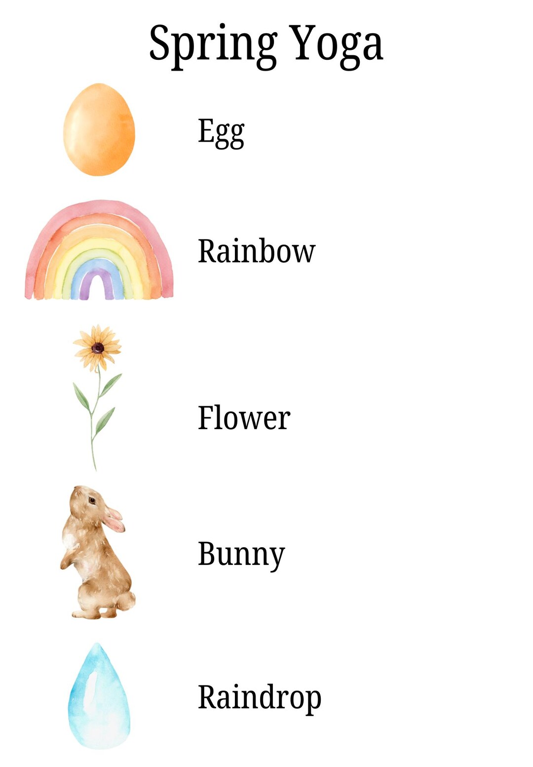 Printable Spring Themed Yoga for Kids - Etsy