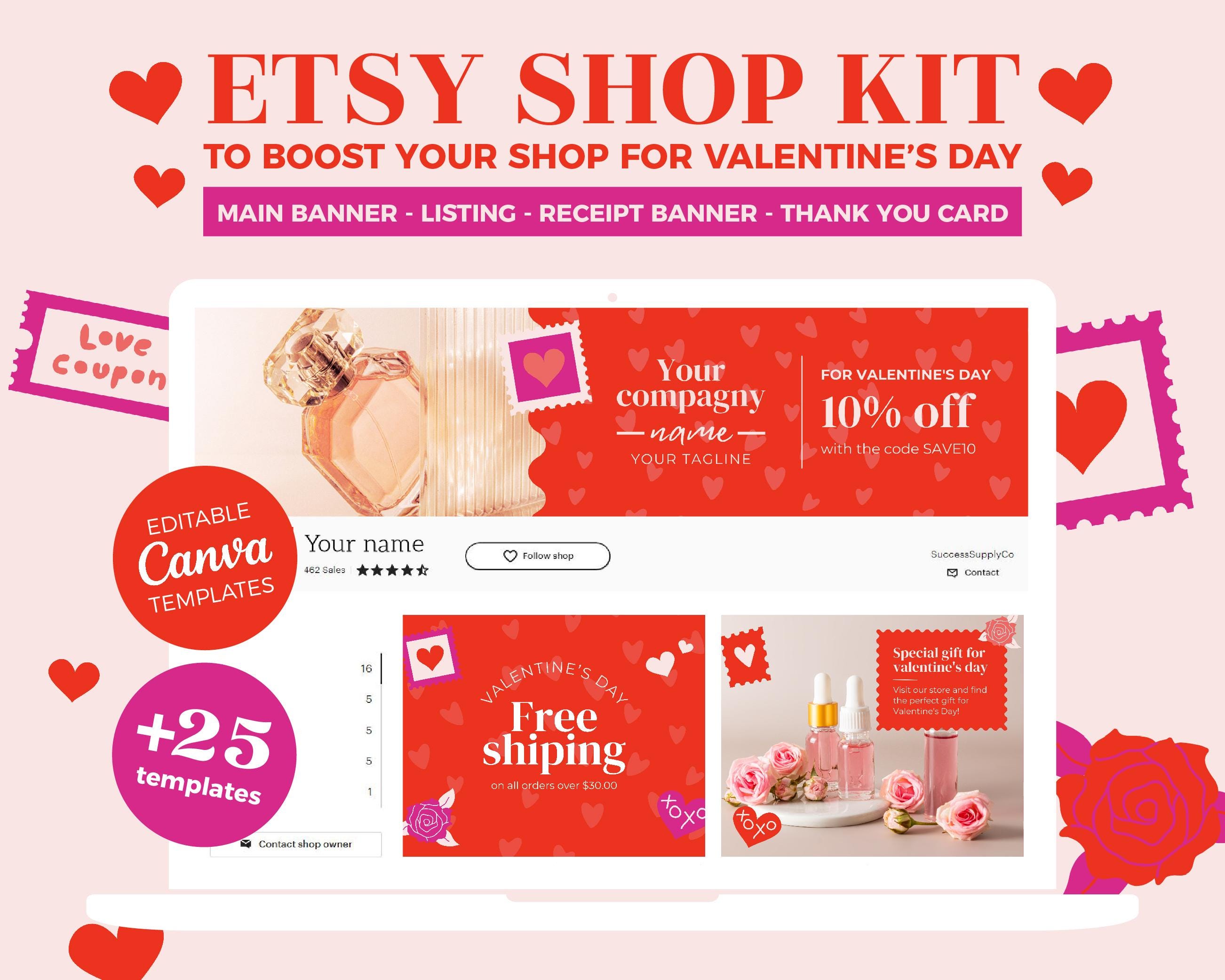 Valentine’s Day Etsy Shop Kit, Etsy Branding Kit for Your Small ...