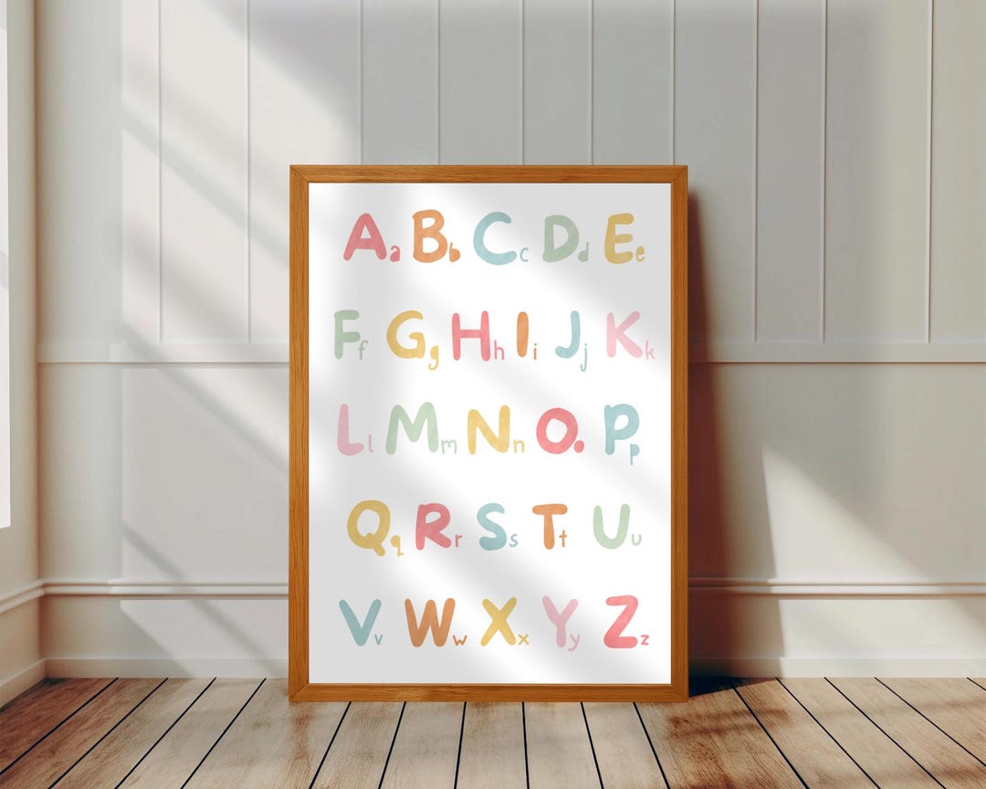 Uppercase Lowercase Alphabet Letters Print, Watercolor ABC Poster ...