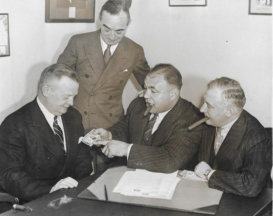 Tony Galento Heavyweight Boxer Vintage Photo Signing for Joe Louis Bout ...