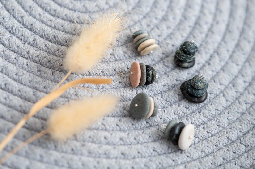 Tiny Pebble Cairn on a Silver Pin Pendant - Beach Pebble Pendant ...