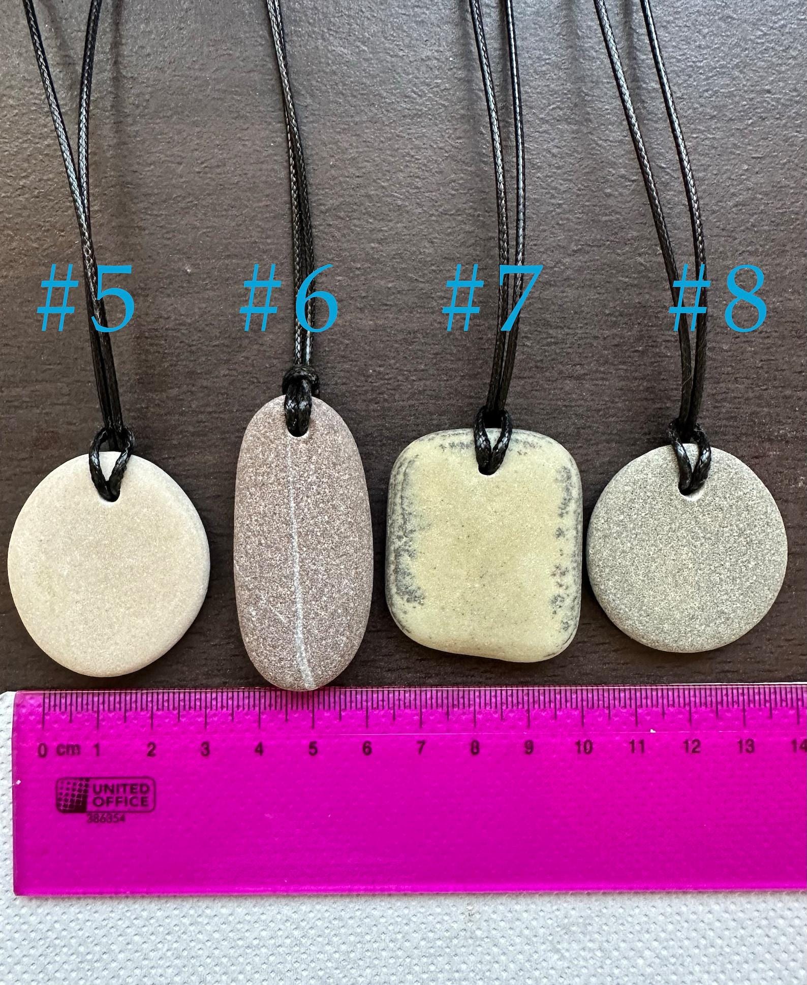 Simple Unisex Sea Pebble Necklace - Natural Beach Pebble Pendant Stone ...