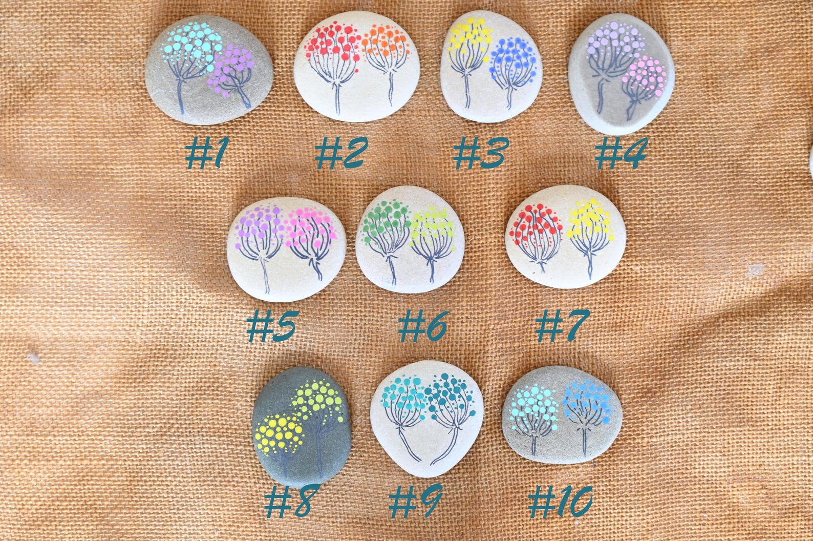 Hand Painted Pebbles - Colourful Dandelion on Stone - Handmade Decor ...