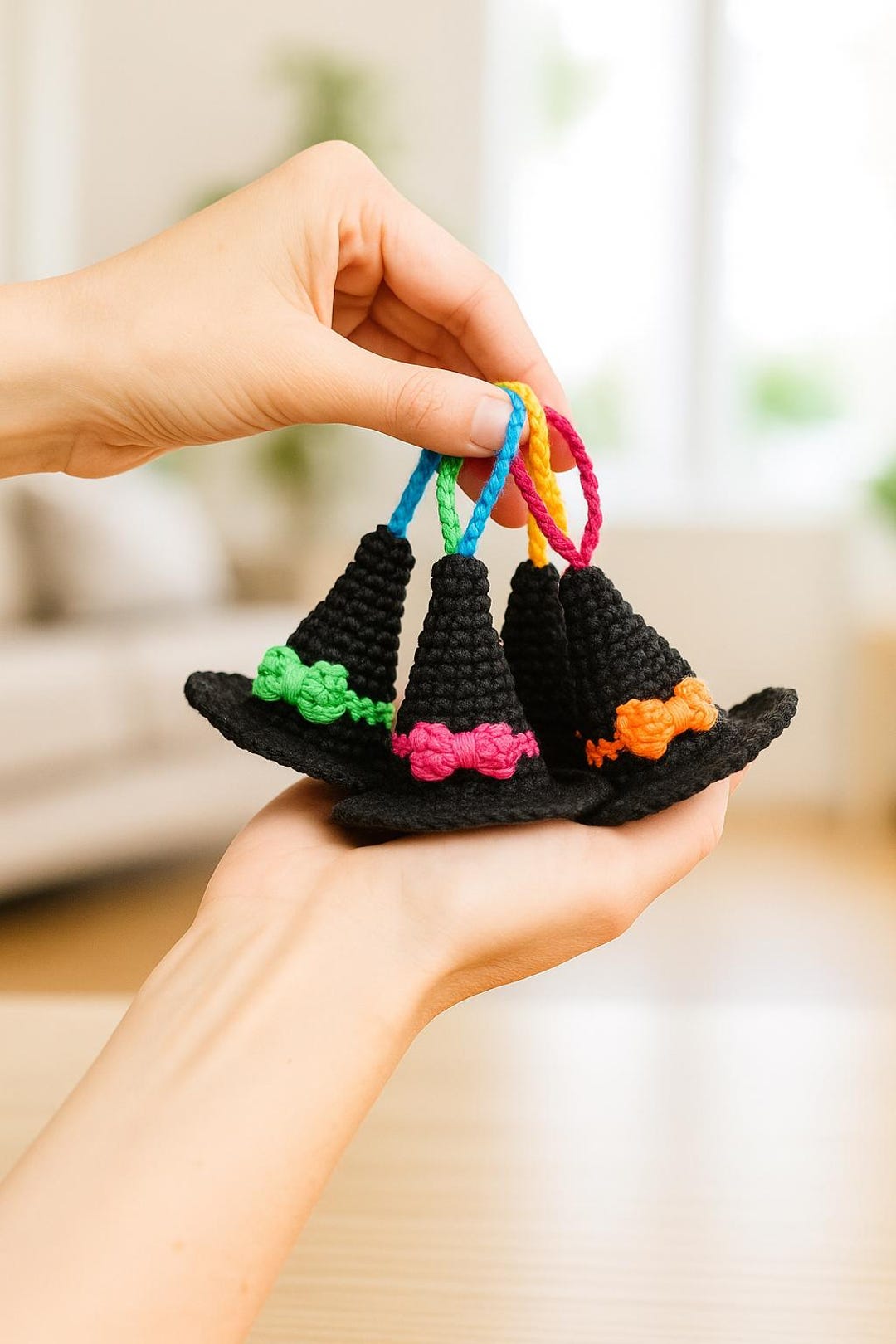Crochet Pattern Halloween Witch Hat Keychain, Crochet Halloween ...