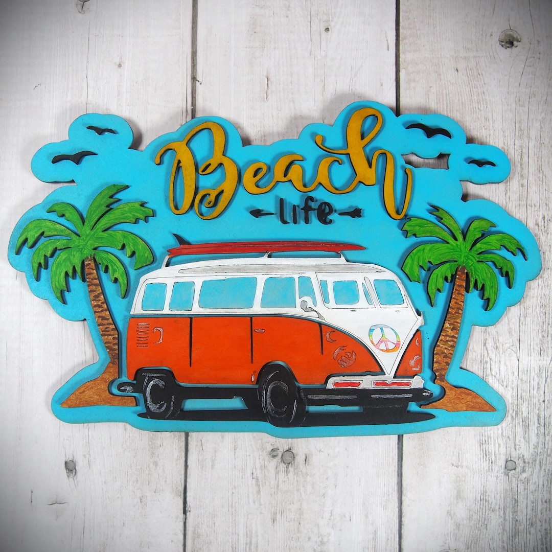 Vintage VW Combi "beach Life" Wall Decoration Plaque - Beach, Surf, and ...