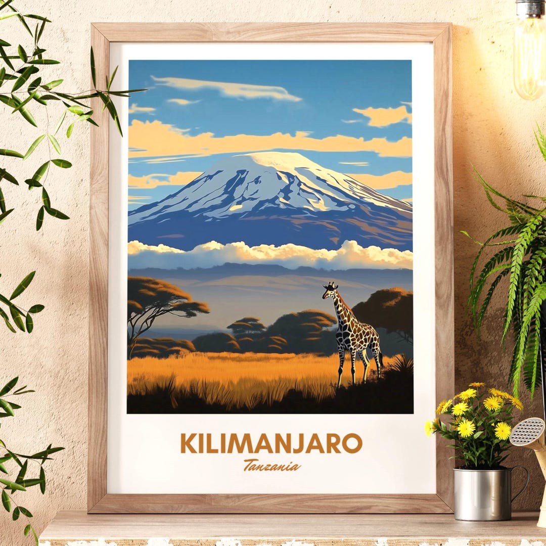 Mount Kilimanjaro Print | Tanzania Poster | African Wall Art | Uhuru ...