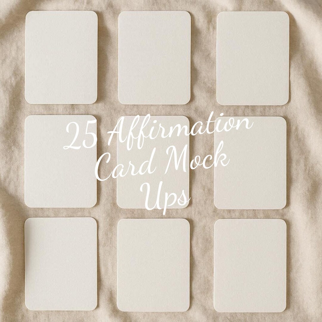 25 Affirmation Cards Mockup | Neutral Flat Lay Card Mockup Bundle ...