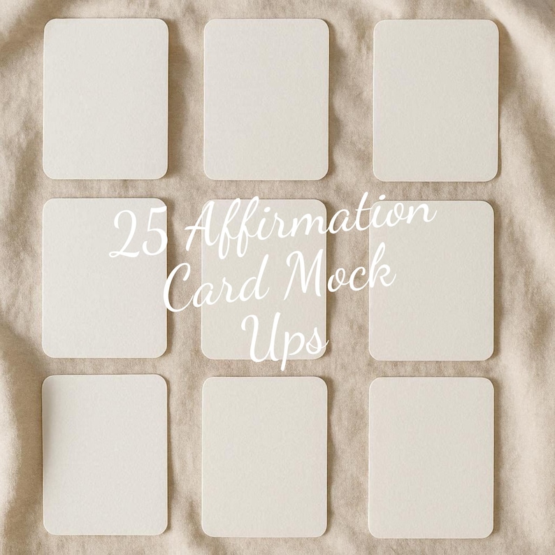 25 Affirmation Cards Mockup | Neutral Flat Lay Card Mockup Bundle ...