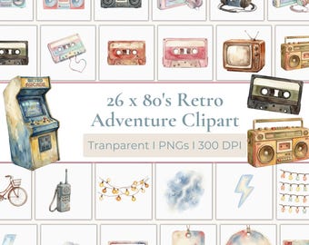 Retro 80s Clipart Bundle, Stranger Things Inspired Nostalgic PNG Set ...
