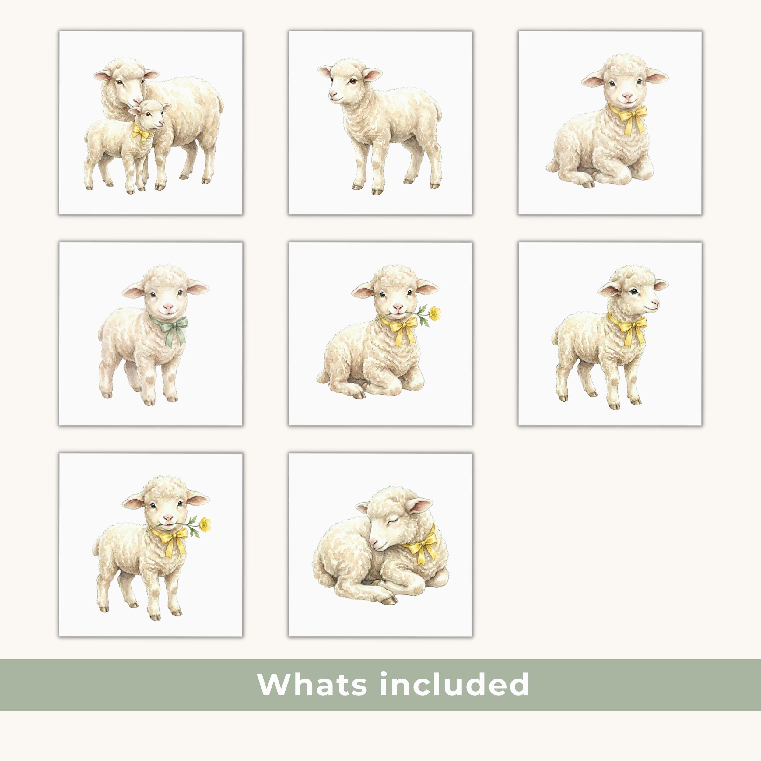Spring Lamb Clipart PNG, Baby Lamb Nursery Clipart, Easter Lamb ...
