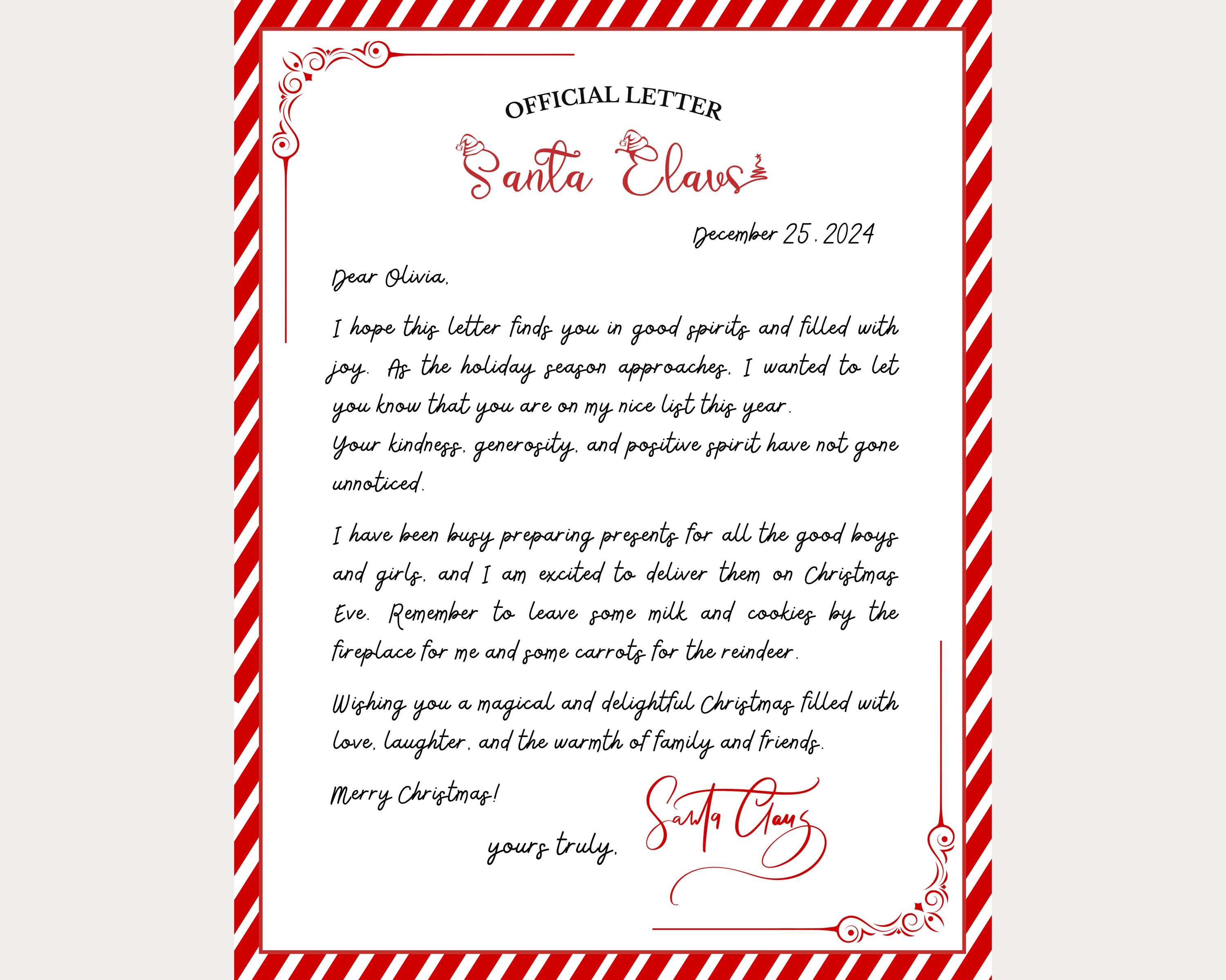 Printable Official Letter From Santa Claus North Pole Mail Letter From ...