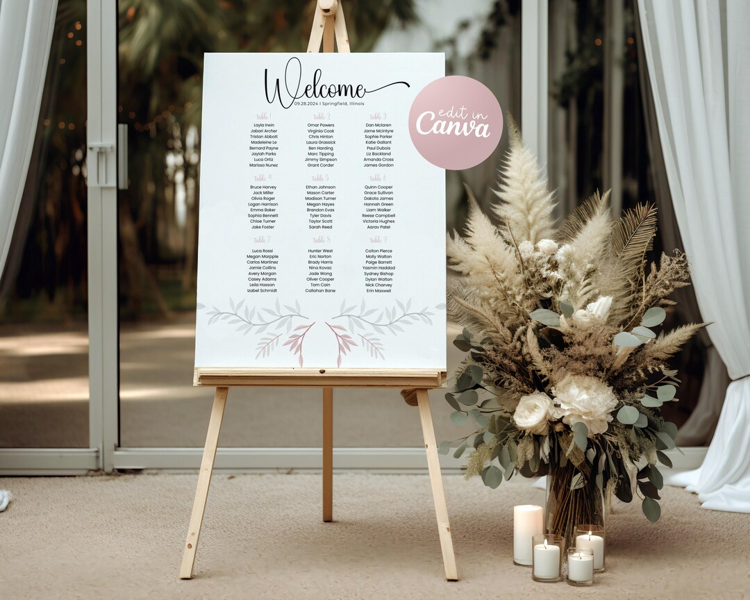 Printable Seating Chart | Seating Chart Poster | Banquet Seating Chart ...