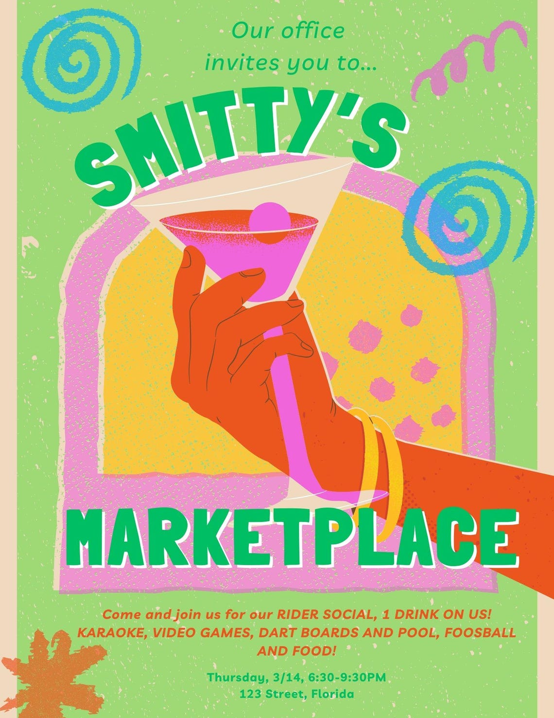 Retro Party Invite, Event Invite Template, Pop up Event, Office Party ...