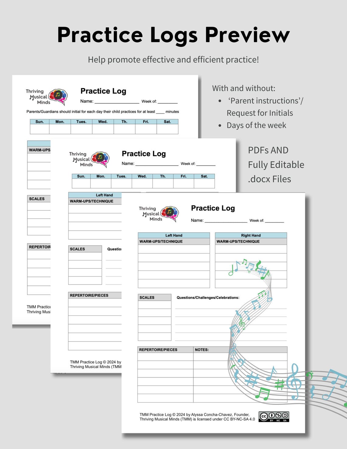Printable Editable Weekly Practice Log for Music Students (violin ...