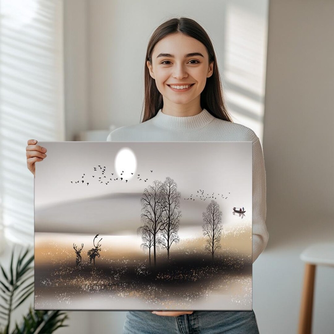 The Dark Shadow of the Forest Painting, Framed Canvas Wall Art, Canvas ...