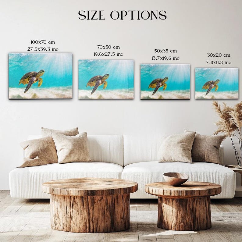 Caretta Caretta Decorative Canvas Painting, Large Wall Hanging, Modern ...