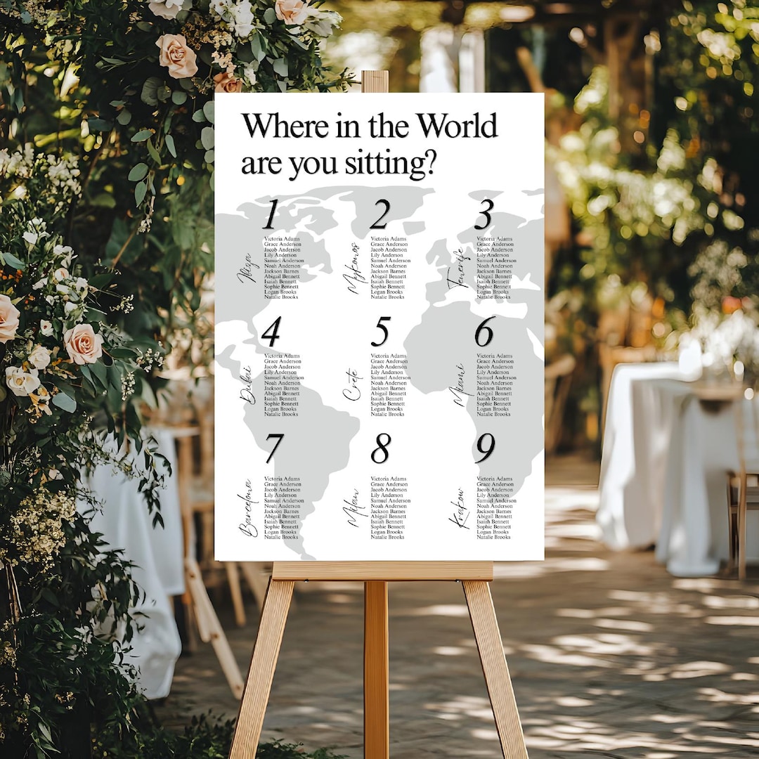Wedding Seating Chart Template | Where in the World Are You Sitting ...