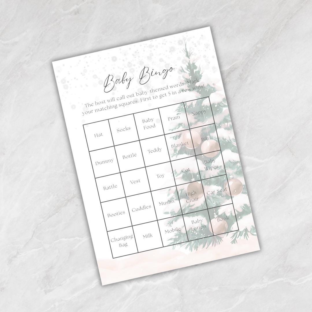 Baby It's Cold Outside Baby Shower Bingo | Christmas Baby Shower Game ...