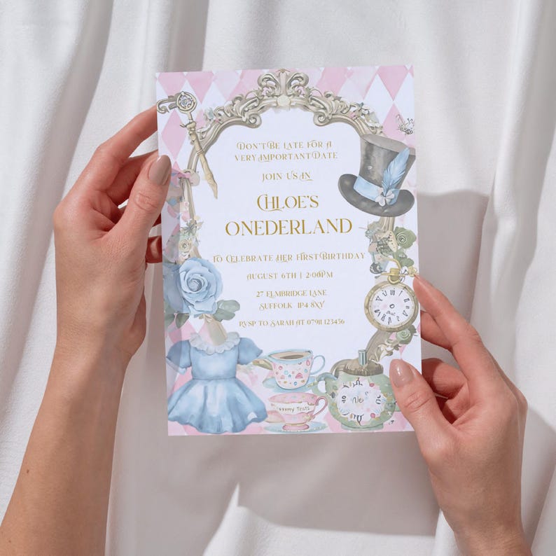 Onederland First Birthday Invitation | Whimsical Tea Party Invite | 1st ...