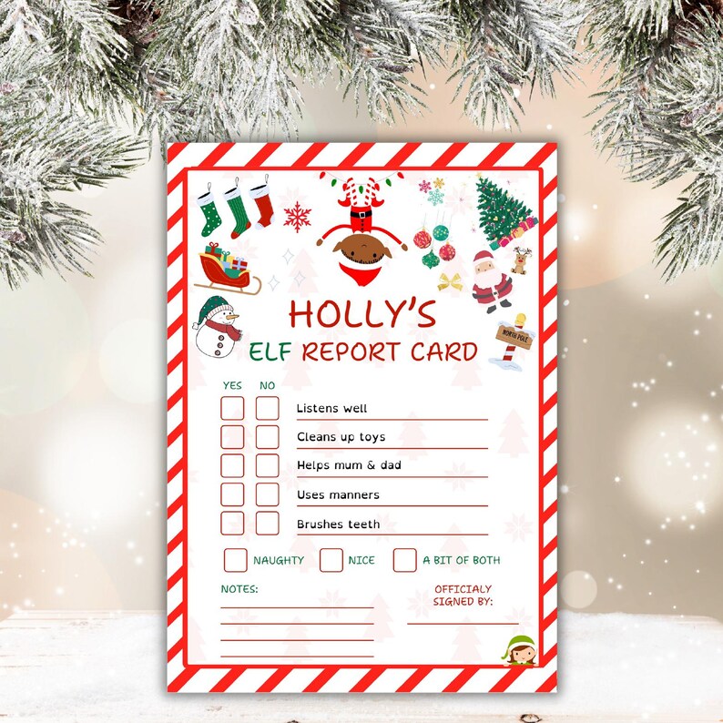 Christmas Elf Report Card | Canva Template | Instant Download & Print ...