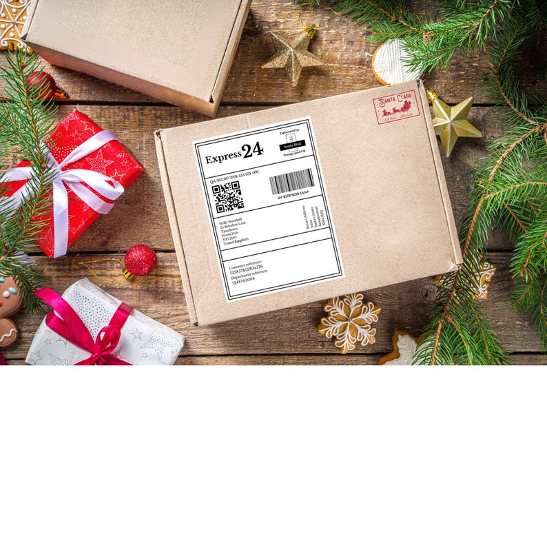 Editable Santa Mail Label Template | Christmas Canva Template for ...