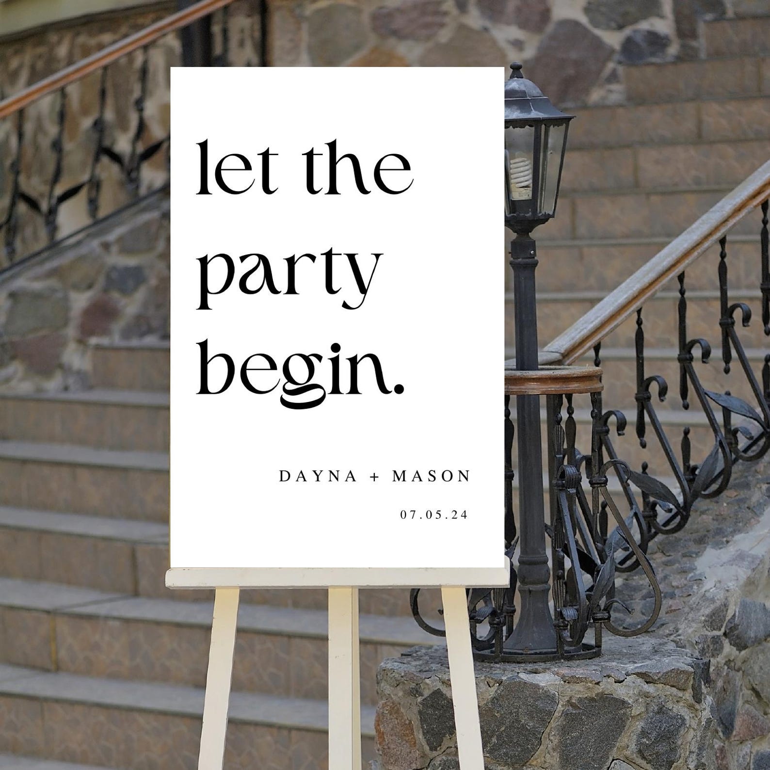 Let the Party Begin Wedding Sign | Modern Printable Welcome Reception ...