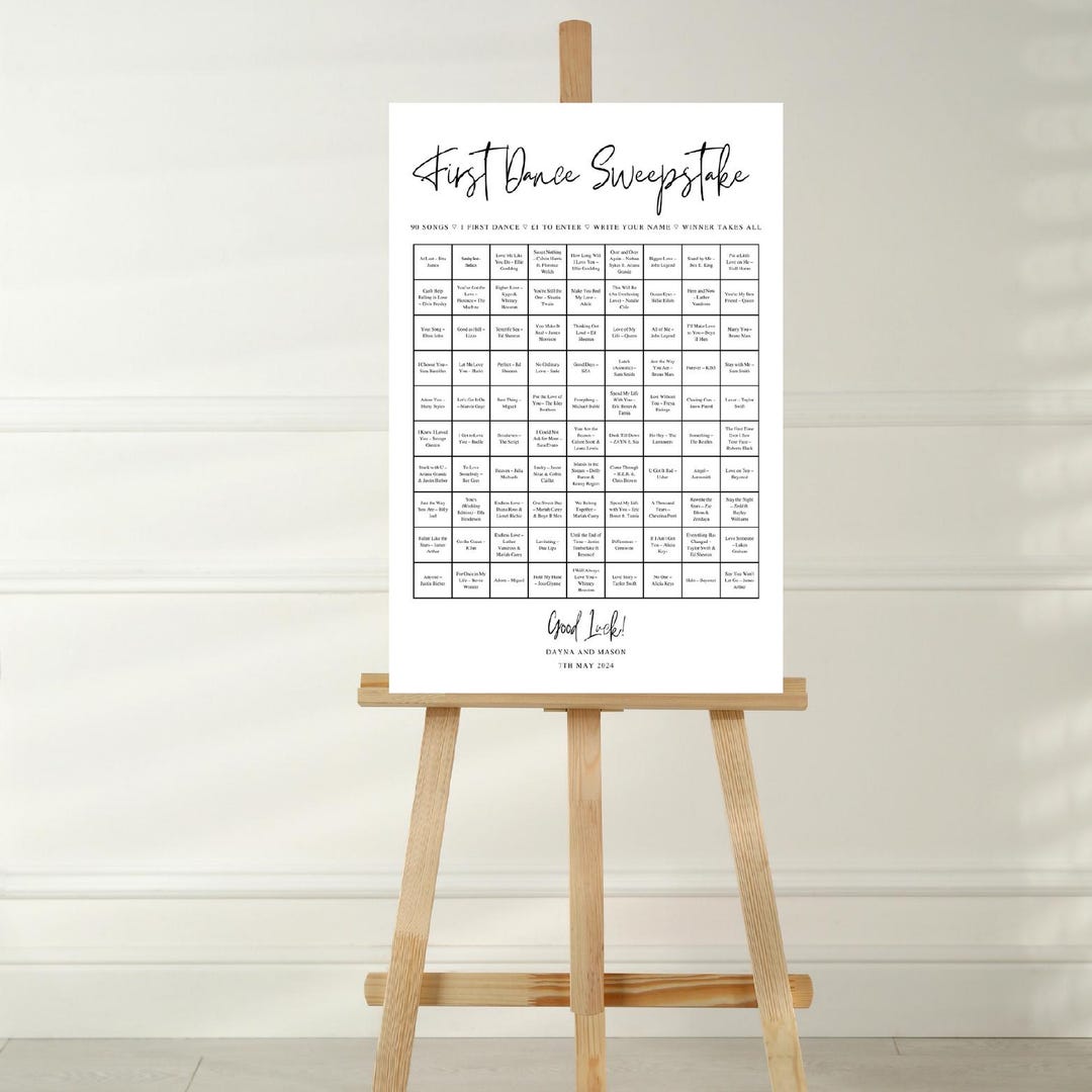 Minimalist Wedding First Dance Sweepstake Template Editable Canva ...
