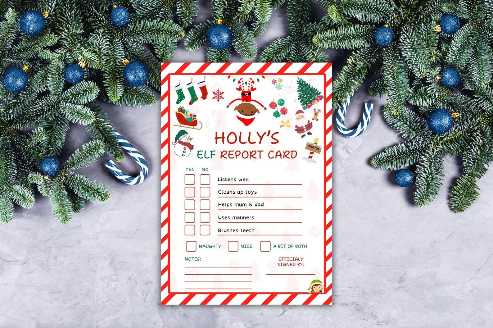 Christmas Elf Report Card | Canva Template | Instant Download & Print ...