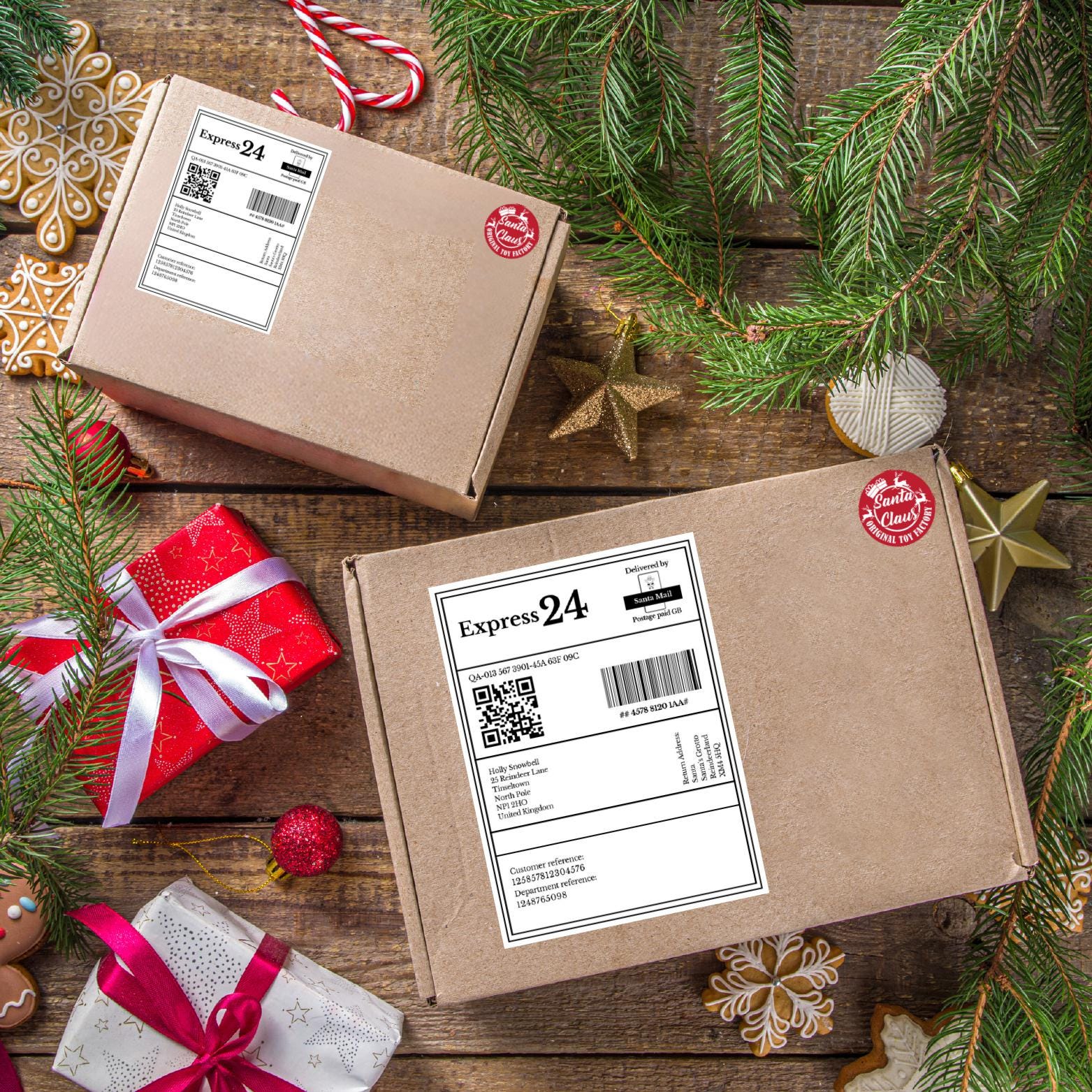 Editable Santa Mail Label Template | Christmas Canva Template for ...