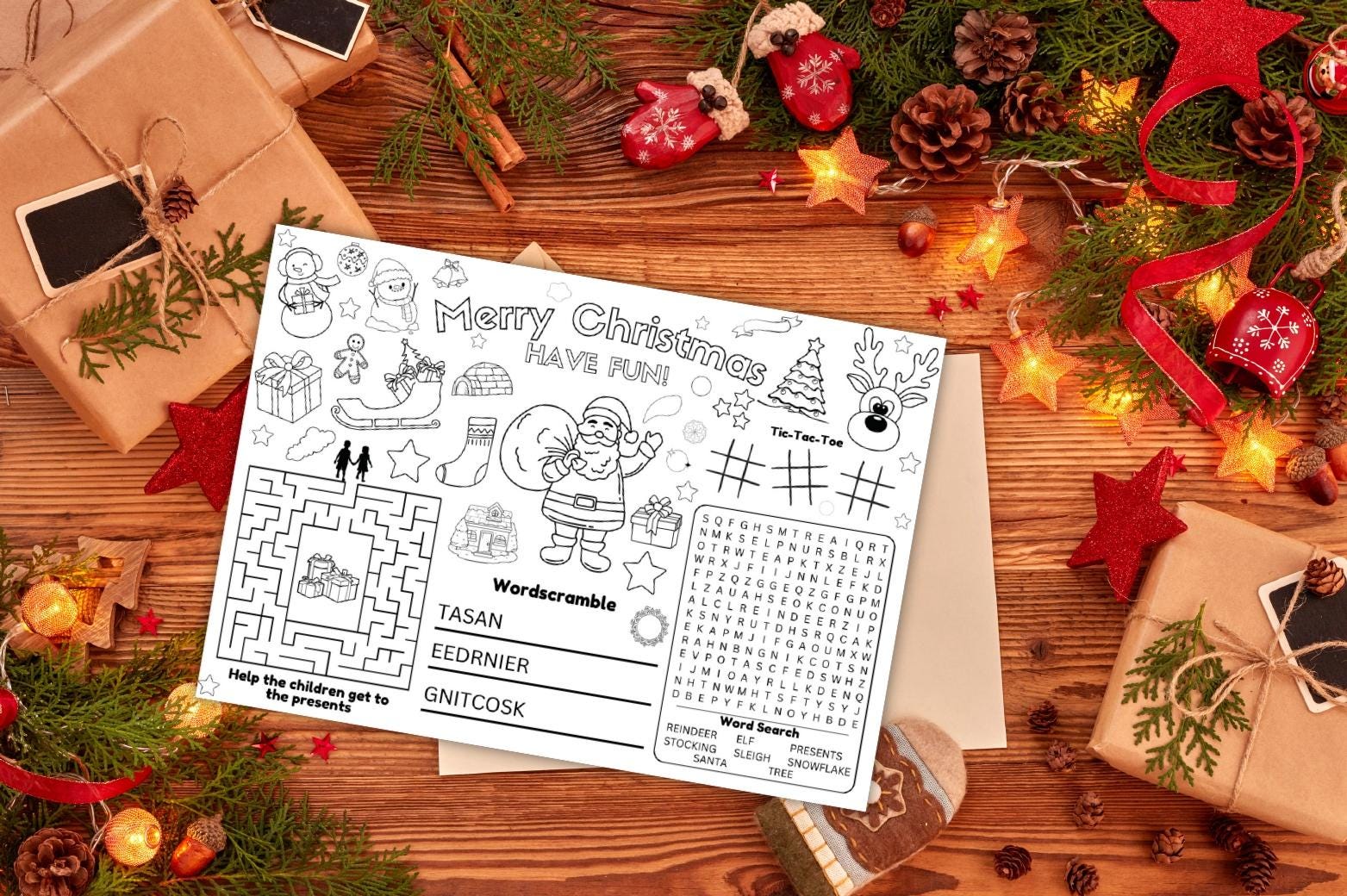 Christmas Activity Sheet | Editable Placemat | Canva Template | Instant ...
