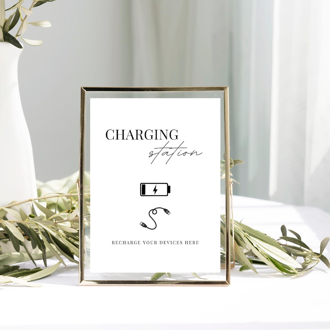 Charging Station Sign for Wedding | Editable 8x10 | Modern Phone ...