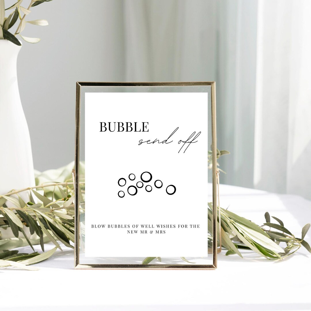 Bubble Send off Sign | Printable Modern Minimalist Wedding Sign ...