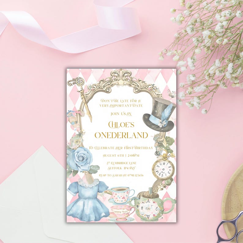 Onederland First Birthday Invitation | Whimsical Tea Party Invite | 1st ...