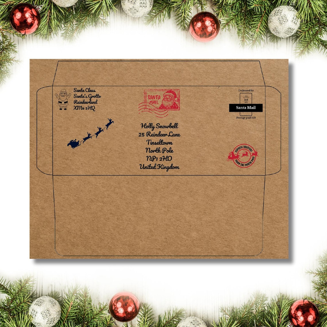 Editable Letter From Santa Envelope Template | Printable North Pole ...