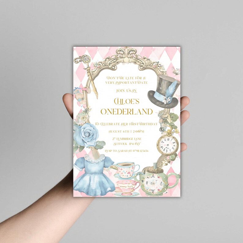 Onederland First Birthday Invitation | Whimsical Tea Party Invite | 1st ...