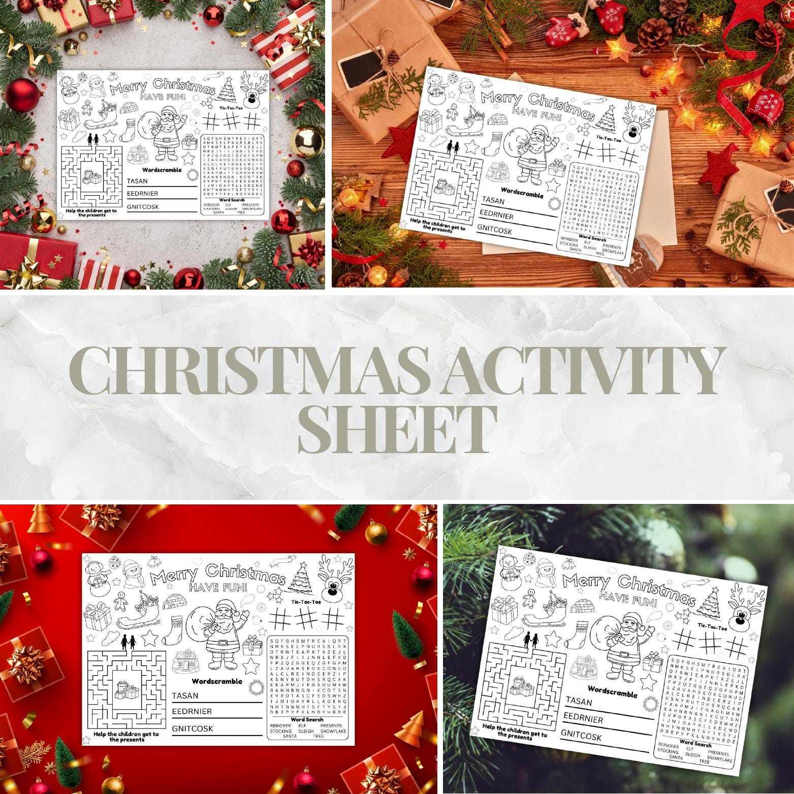 Christmas Activity Sheet | Editable Placemat | Canva Template | Instant ...