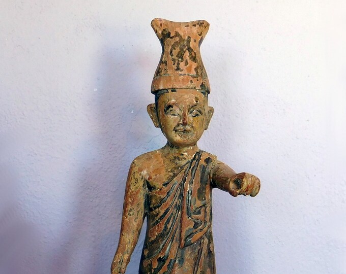 OLD Antique Carved Wood Religious Santos / Santo Figure / 18th or 19th ...