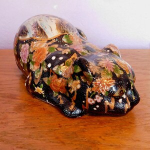 Vintage Satsuma-style Ceramic Cat - Hand-painted, People on a Boat ...