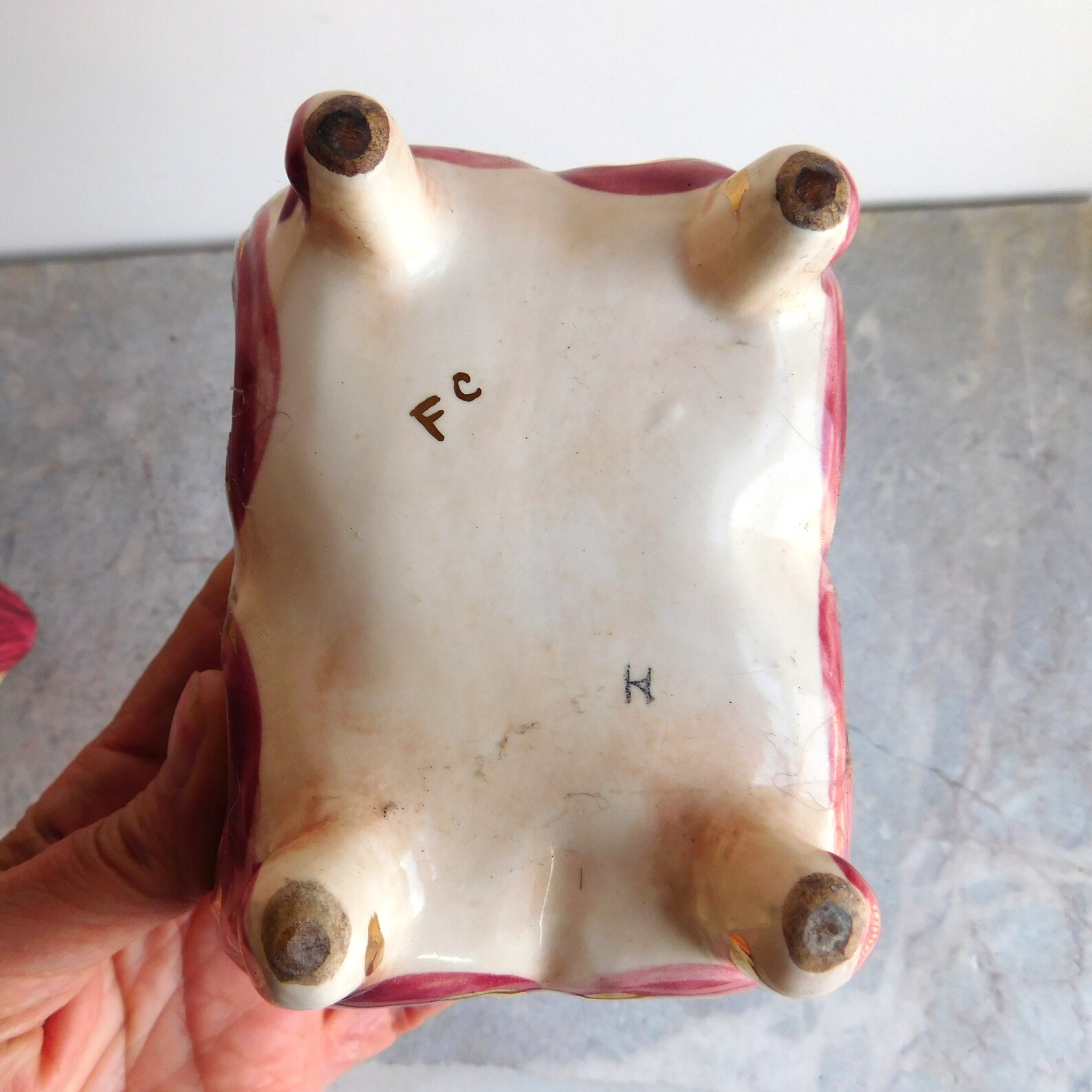 Vintage Hand-painted and Gilded Pottery Trinket Box Ornate - Etsy