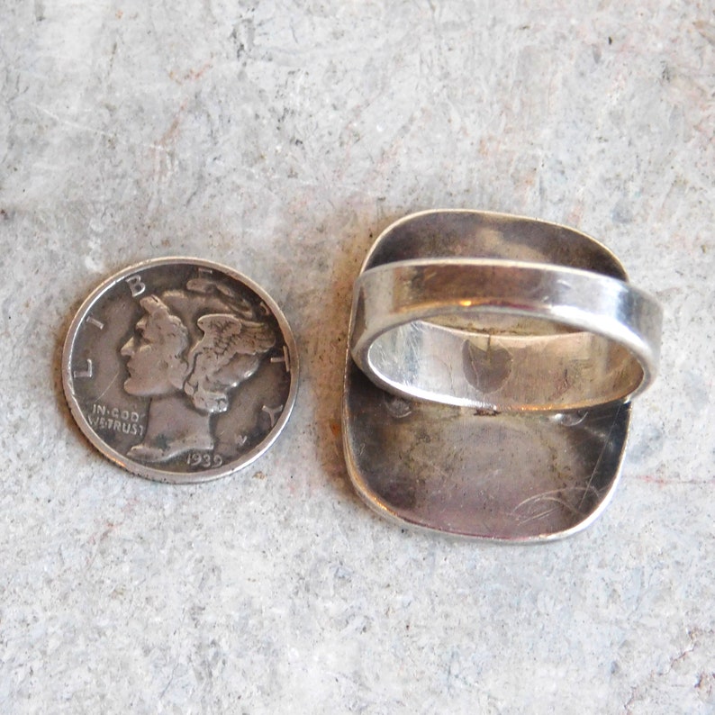 Vintage Native American Style Sterling Silver Ring W/ Inlaid - Etsy