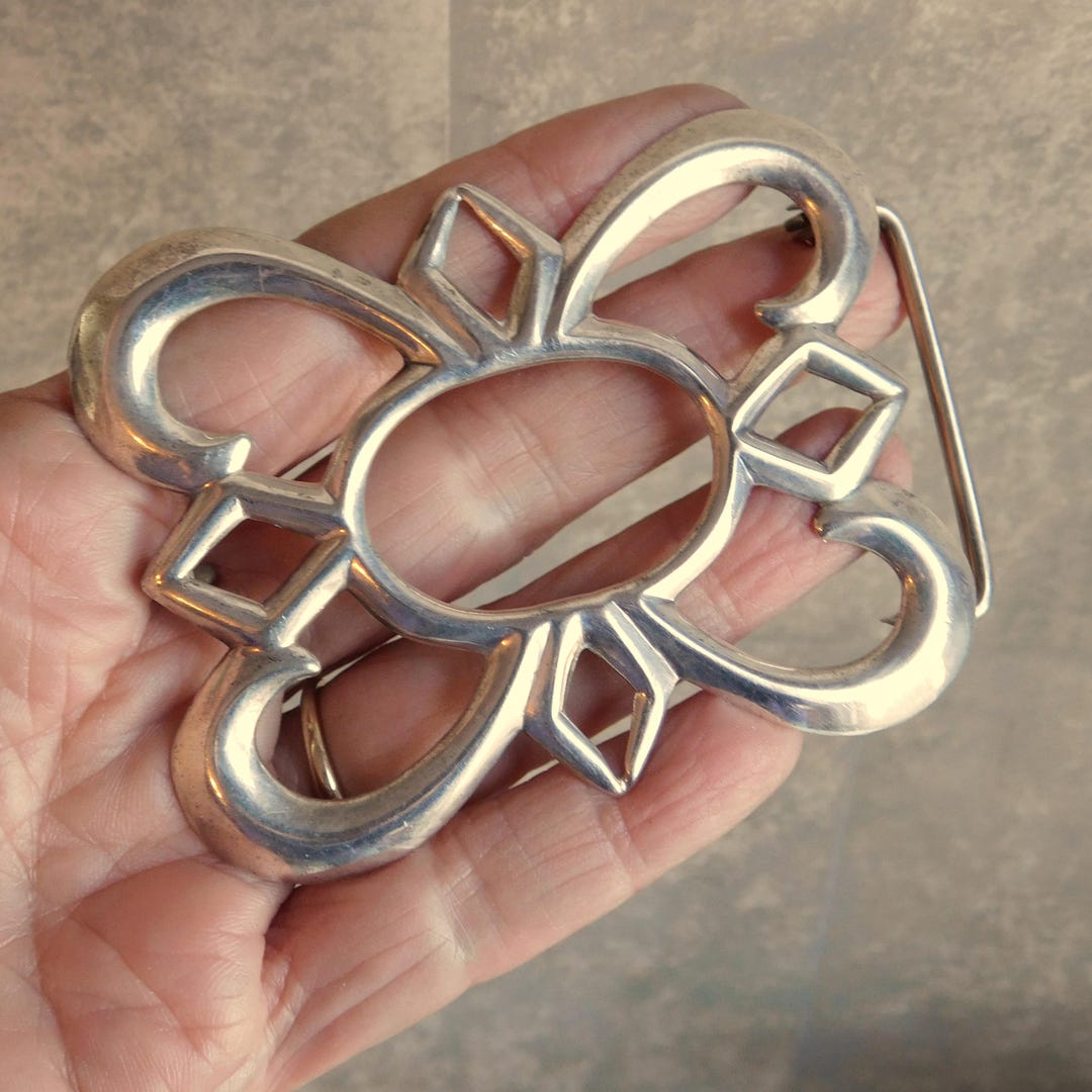 Vintage Wilson Begay Signed Sterling Silver Belt Buckle - Navajo ...