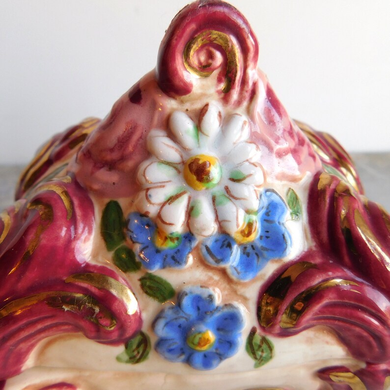 Vintage Hand-painted and Gilded Pottery Trinket Box Ornate - Etsy